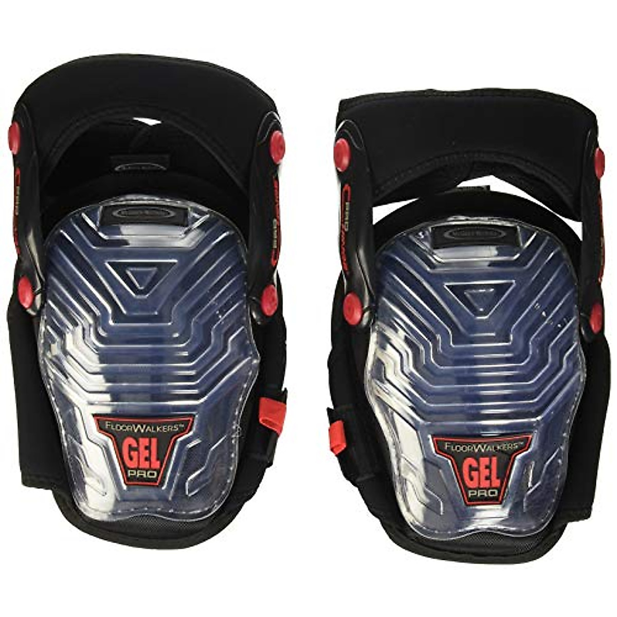 McGuire-Nicholas 30511-1 Pro Hinge Floor Walker Gel Gripper Protective Work Knee Pads, Non-Marring Knee Pads for Flooring, Construction, Painting, Welding, Plumbing Black/Clear