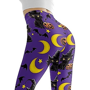 Xhuibop Halloween Cat Witch Women Workout Leggings Plus Size 2X Large Yoga Pants for Girls High Waisted Gym Trousers Tummy Control Active Tights Butt Lift Ladies Running Outfits