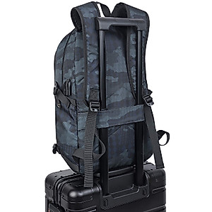 Tzowla Anti-Theft Business Laptop Backpack, Water Resistant, 15.6 Inch, Navy Blue Camo, Unisex