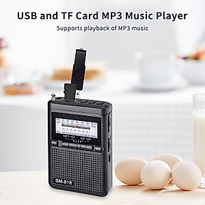 SEMIER Personal AM FM SW Pocket Radio Portable, Shortwave Walkman Transistor Radio with Best Reception, Support TF Card USB, 1200 mAh Rechargeable Battery and Stereo Earphone Jack for Jogging, Walking