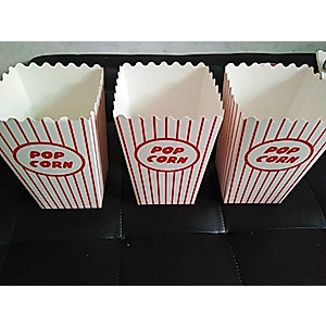 Large Red and White Popcorn Boxes for Parties - 50 Pack