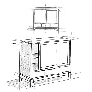 SIMPLIHOME Harper SOLID WOOD 48 inch Wide Mid Century Modern Medium Storage Cabinet in Walnut Brown, with Large Space Behind 2 Sliding Notched Handle Doors, 2 Adjustable Shelves