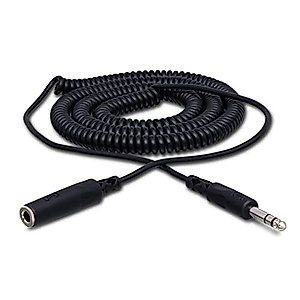 Hosa HPE-325C 1/4" TRS to 1/4" TRS Coiled Headphone Extension Cable, 25 feet