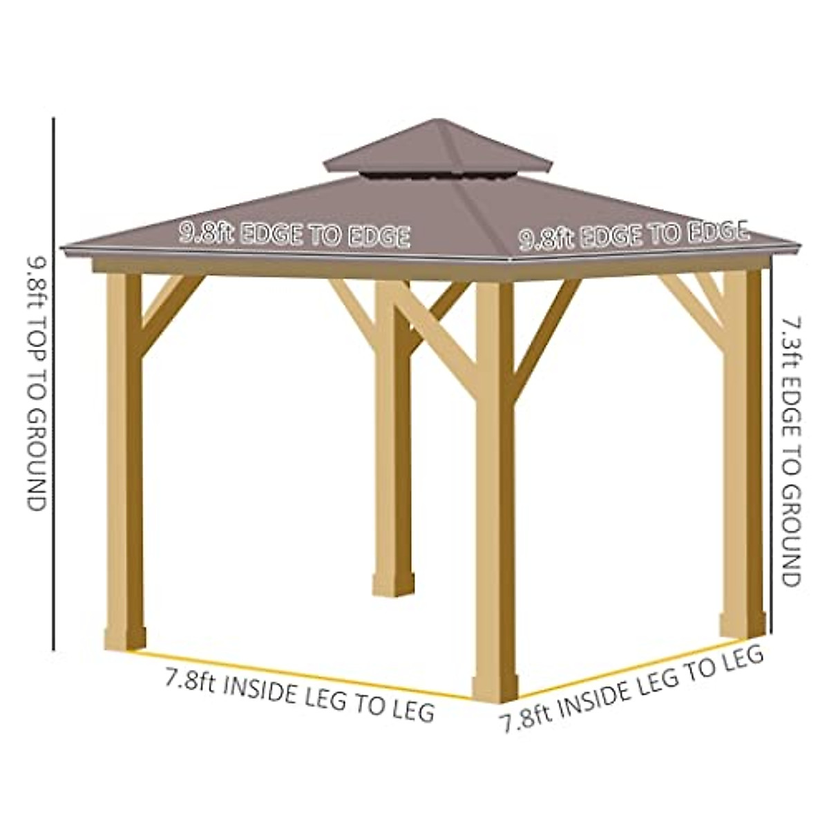ADUH 10' X 10' Hardtop Gazebo Patio Canopy Shelter Outdoor W/Steel Double Tier Roof for Garden, Patio, Backyard