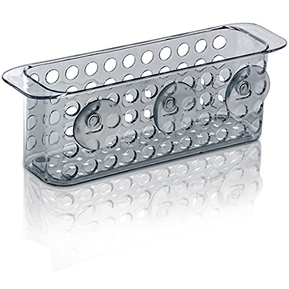 DecorRack Bath Caddy Basket with Suction Cups, 10” Long, Acrylic Plastic, Perfect Bathroom Decor, Hold Toiletries, Kitchen Accessories, Space Saving Shower Organizer (1 Pack)