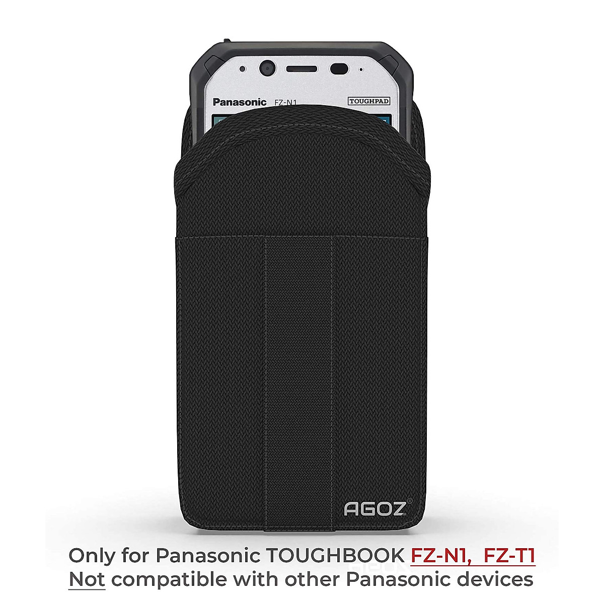 Agoz Panasonic TOUGHBOOK N1 T1 Scanner Holster, Rugged Case Pouch for Panasonic TOUGHBOOK FZ-N1, TOUGHBOOK FZ-T1 Handheld Barcode Touch Mobile Computer, Cover w/Strong Metal Clip Belt Loops, Card Slot