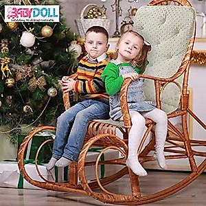 Baby Doll Bedding Heavenly Soft Adult Rocking Non-Slip Chair Pads - Two-Piece Rocking Chair Cushion Pads for Adults - Machine Washable, For Home Application - Rectangular (Ivory)