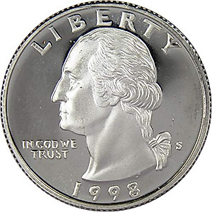 1998 S Washington Quarter Choice Proof 90% Silver 25c US Coin Collectible