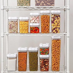 Vtopmart Airtight Food Storage Containers, 12 Pieces BPA Free Kitchen Pantry Plastic Containers with Easy Lock Lids for Cereal, Spaghettie Organizer and Storage, Include 24 Labels