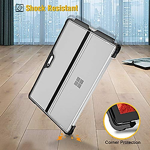 Fintie Hard Case for Microsoft Surface Pro 7 Plus/Pro 7/ Pro 6/ Pro 5/ Pro LTE, Shockproof Folio Protective Rugged Cover Compatible with Type Cover Keyboard + Original Kickstand (Frost Clear)