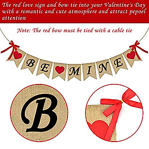 Be Mine Banner Burlap, Be Mine Bunting Garland for Wedding Engagement Anniversary Party Decorations Valentine's Day Indoor and Outdoor Decoration