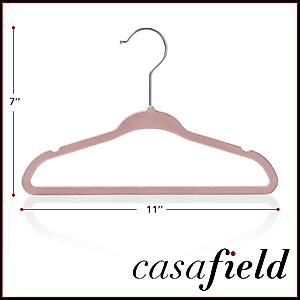 Casafield 50 Velvet Baby Hangers - 11" Size for Infant & Toddler Clothes - Light Pink