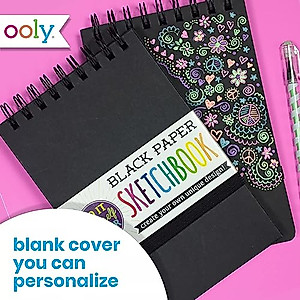 OOLY DIY Cover Small Sketchbook, 5 x 7.5 Inches, Black Paper Sketchbook, Drawing Book for Kids, Adults, Students, and Artists, Great Drawing Pad for Gel Pens, White Pencils, Ooly Paints, and More