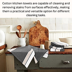 Urbana Cotton Set of 12 Assorted Waffle Kitchen Towels 100% Cotton Super Soft Absorbent Reusable Cleaning Cloths Machine Washable Weave Tea Towel with Hanging Loop (Black, 16 X 26 Inches)