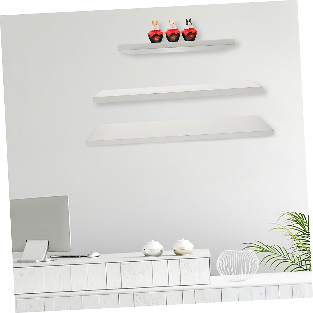 WATIIFUFU 1 Set Wall Bracket Shower Shelves Bathroom Floating Shelf Floating Bookshelves Corner Wall Shelf Bookshelf Wall Mount Modern Floating Shelf Storage Rack Wood White Wall-Mounted