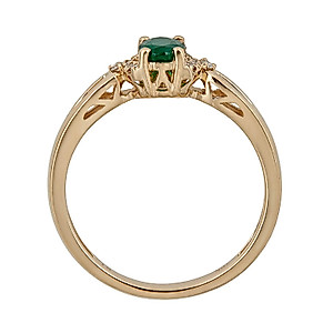 Gin & Grace 10K Yellow Gold Natural Emerald Diamond (I1,I2) Propose Promise Ring for Women