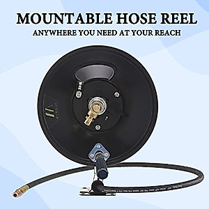 M MINGLE High Pressure Washer Hose Reel 150ft, Heavy Duty Steel Hose Reel, Manual Crank Power Washer Hose Reel with 3/8" Pressure Wash Whip Hose, Swivel Arm and Mounting Bracket, 4000 PSI