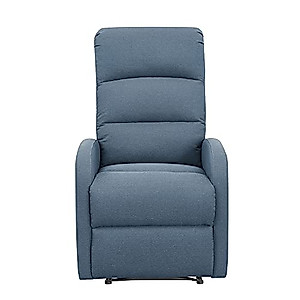 NewRidge Home Goods Charlotte Upholstered Manual Recliner, Denim Blue