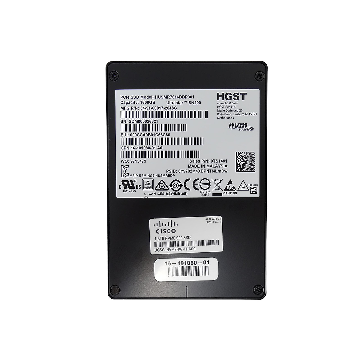 METservers 1.6TB NVMe U.2 High Endurance 2.5'' SSD Solid State Drive 16-101080-01 (Renewed)