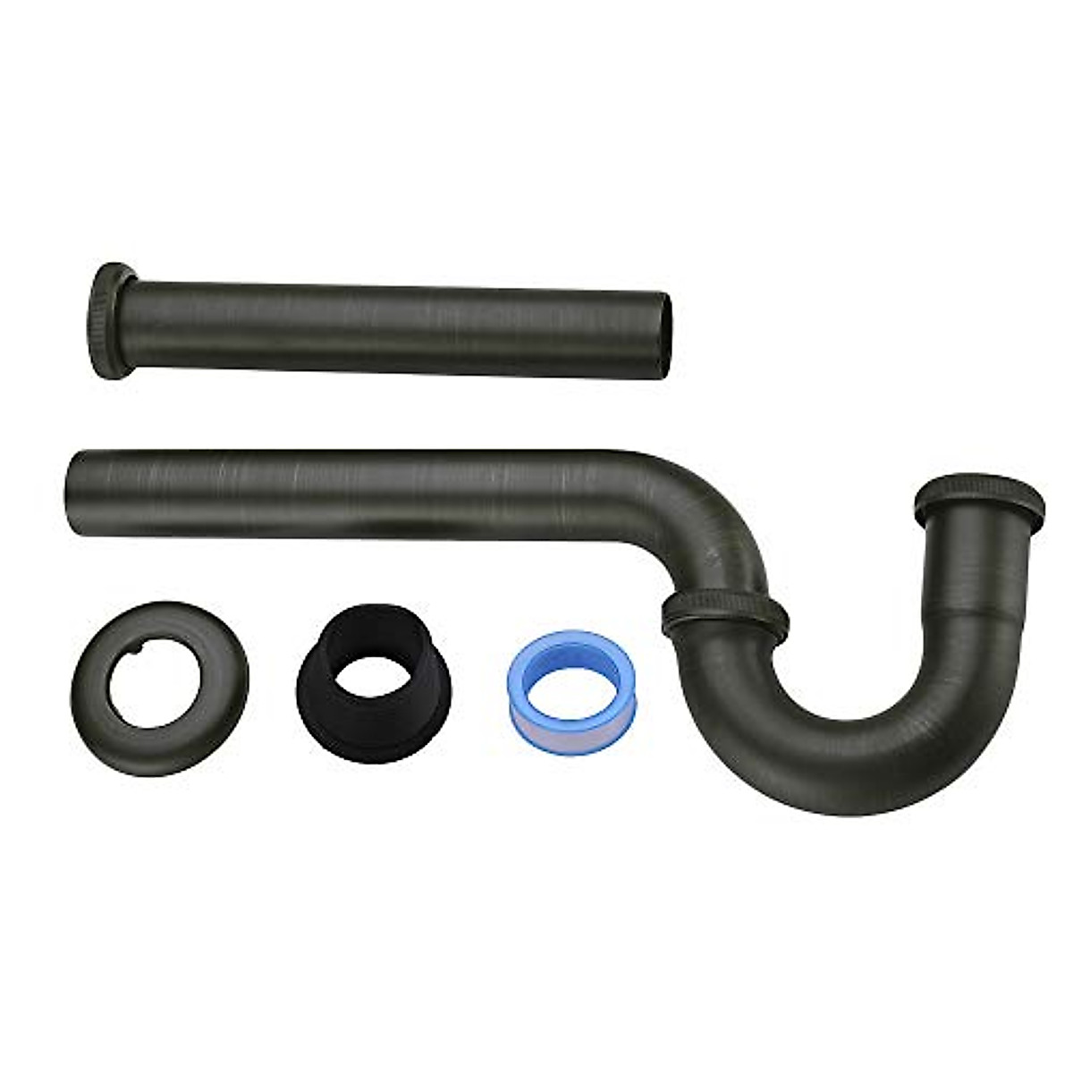 Orhemus Brass P Trap, 1 1/4 Bathroom Basin Sink Waste Trap Drain Kit with Flange and Slip Joint Extension Tube Drain Tailpiece, Adjustable Height, Oil Rubbed Bronze Finished