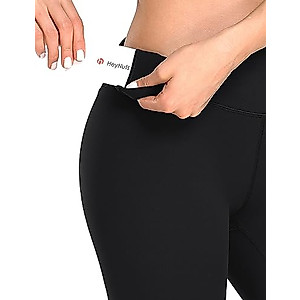 HeyNuts Full Length Leggings for Women with Drawstring, High Waisted Compression Tummy Control Workout Yoga Gym Buttery Soft Pants 28’’ Black M(8/10)