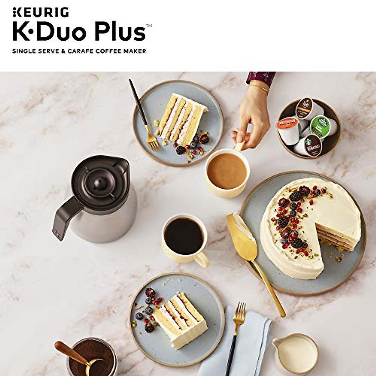 Keurig K-Duo Plus Coffee Maker, Single Serve K-Cup Pod and 12 Cup Carafe Brewer, with Green Mountain Ground Coffee Favorites Collection, 12 oz Bagged, 3 Count