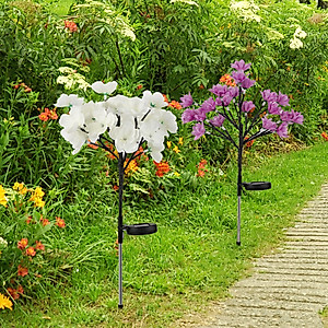 ELTUILMP Outdoor Solar Garden Lights, 2 Pack Solar Patio Lights with 42 Flower Lights Colors Changing LED Solar Powered Lights for Garden Patio Yard Pathway Decoration