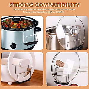 EMVANV Slow Cooker Lid Holder for Cooking, 2pcs Stainless Steel Pot Lid Rack with Silicone Sink Keeps Countertop No Mess, Lid Pocket Slow Cooker Lid Holder(black)