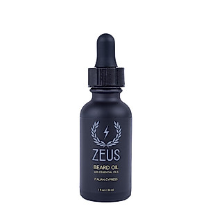 ZEUS Natural Beard Oil, Premium Conditioning Beard Oil to Soften Beard & Mustache – MADE IN USA (Italian Cypress)