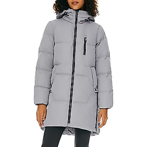 Orolay Women's Stylish Down Hooded Jacket with Two-Way Zipper Winter Down Coat Puffer Jacket Grey XL