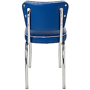 Richardson Seating Chrome Diner Chair with Button Tufted Back and 2" Box Seat, NULL, Metal, Royal Blue