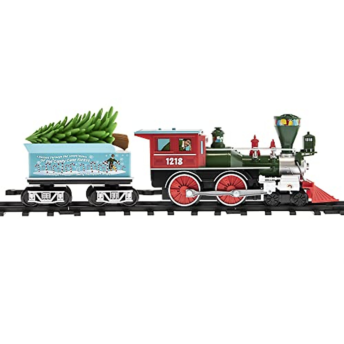 Lionel Battery-Operated Elf Toy Train Set with Locomotive, Train Cars, Track & Remote with Authentic Train Sounds, & Lights for Kids 4+