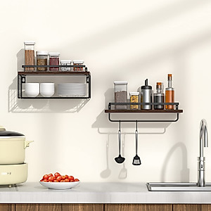 Chiozza Floating Shelves Wall Mounted, Bathroom Shelf Over Toilet with Storage Basket Set of 3, Wall Shelf with Towel Rack for Bedroom Decor Kitchen Storage