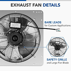 iPower 18 Inch Shutter Exhaust Fan Aluminum,High Speed 1450 RPM, 2600 CFM, 1-Pack, 21.3"D x 21.3"W x 9"H, Silver