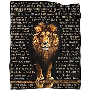 BUUGVIIL Bible Verse Blanket Biblical Gifts for Women Christian Gifts Lion Prayer Religious Throw Blankets for Couch Sofa Bed Warm Gifts 50X60 Inch