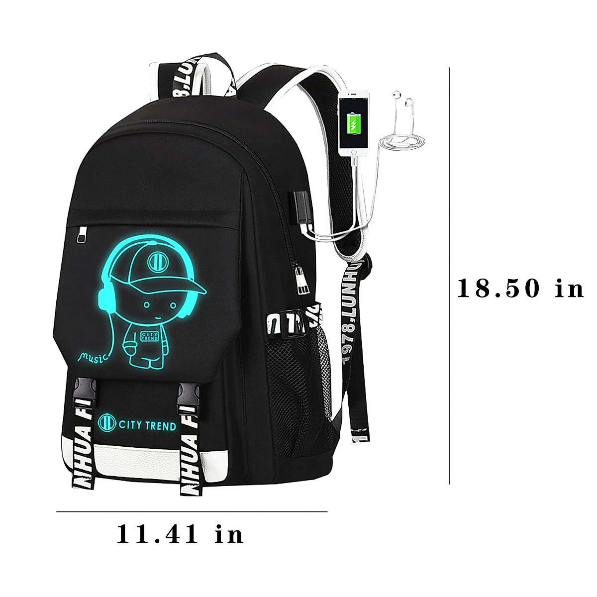 Anime Luminous Astronaut Backpack with USB Charging Port Outdoor Hiking Laptop Bags (6-4PCS)