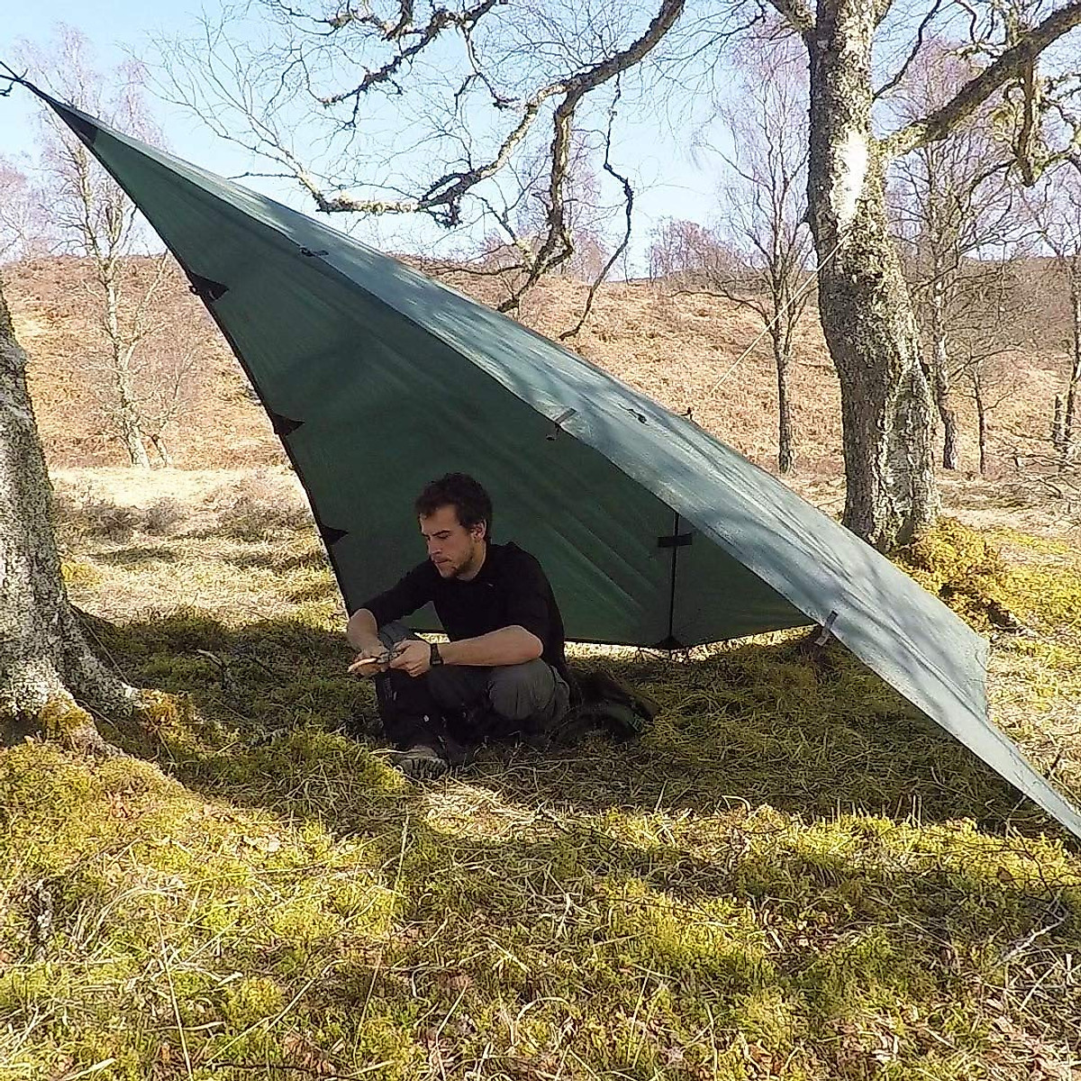 DD Hammocks - DD Tarp 3x3 - Olive Green (10ft x 10ft) - 100% Waterproof Lightweight & Multifunctional Rainfly Tarp Tent Shelter for Camping Backpacking & Hiking Adventure