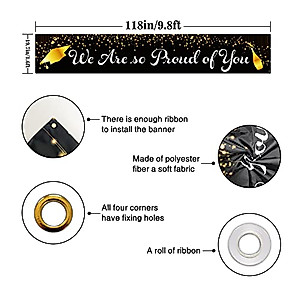 Large We are So Proud of You Banner,2022 Graduation Party Decorations,Congratulations Banner Backdrop,,Congrats Grad Backdrop Hanging Banner Outdoor Indoor (9.8 x 1.6 feet)