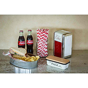 Tablecraft Coca-Cola branded 7.75" (6mm) Paper Straws, Red and White Stripe, Pack of 100