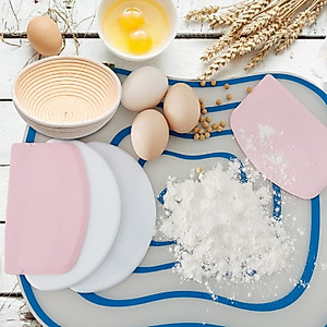 BOMJJOR Dough Bowl Scraper Silicon Dough Scrapers Home Kitchen Food Grade PE Backing Dough Blenders Hard Cutter for Cooking Bread Cake Mixing Dough Scrapers 4 Pack