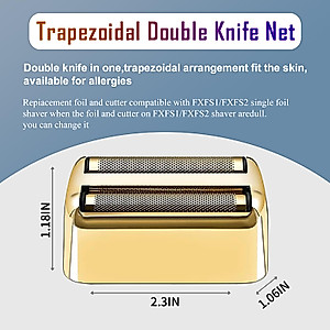 4 Pack Shaver Replacement Foil and Cutters compatible with BaBylissPRO Double FXFS2 Metal shaver foil replacement (Golden-4PCS)