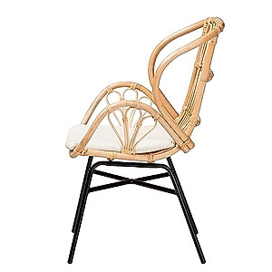 Baxton Studio Caelia Dining Chair, Natural Brown/Black