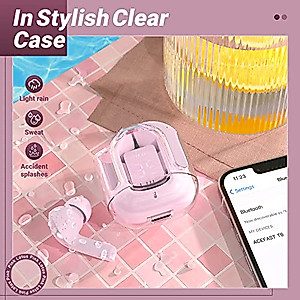 ACEFAST Wireless Earbuds, Bluetooth Headphones with ENC Noise Canceling Translucent Earphones, HiFi Dual Stereo Microphone Mini in-Ear Earbuds Touch Control with Charging Case and LED Digital Display