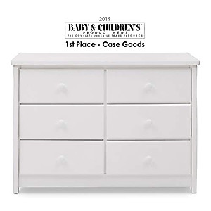 Delta Children Clermont 6 Drawer Dresser, Greenguard Gold Certified, Bianca White