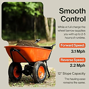 SuperHandy Wheelbarrow Utility Cart Electric 24V DC 330lbs Max Load Barrel Dump Material Debris Hauler (Amazon Exclusive)