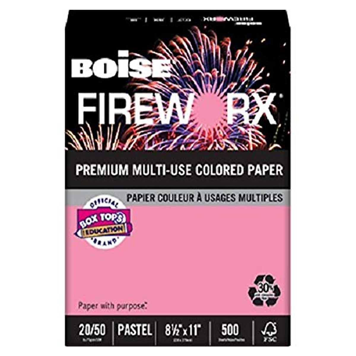 Boise Fireworx Color Copy/Laser Paper, 20 lb, Letter Size (8.5 x 11), Cherry Charge, 500 Sheets (MP2201-CHE)