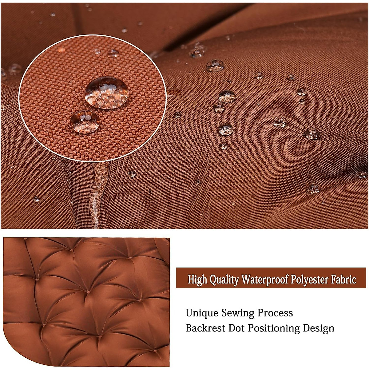 LCYY.TG Porch Swing Cushions, Outdoor 3 Seats Swing Cushion Replacement Pad with Backrest, Waterproof Bench Cushion with Ties, for Porch,Garden,Backyard Furniture Patio Lounger (Coffee 60 * 40 in)