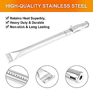 Hisencn Grill Replacement Parts for Dyna Glo DGC350CNP-D DGF350CSP DGF350CSP-D Grill, 2 PCS Heats Tents Heat Plates - Porcelain Steel, 2 PCS Straight Burner PipeTubes Repair Kit - Stainless Steel