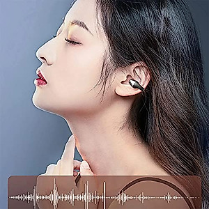 Qrttly Wireless Ear Clip Bone Conduction Headphones, Noise Cancelling Bluetooth Headset, Sport Wireless Earclip Music Earbuds, for Running/Bicycle/Driving/HD Talktime/Voice Controls (Black)
