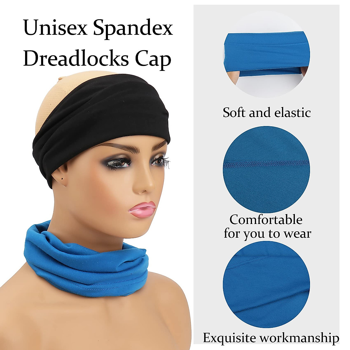 Messen 6 Packs Spandex Dreadlocks Tube Unisex Stretch Dreadlocks Band Open End Elastic Hair Cover